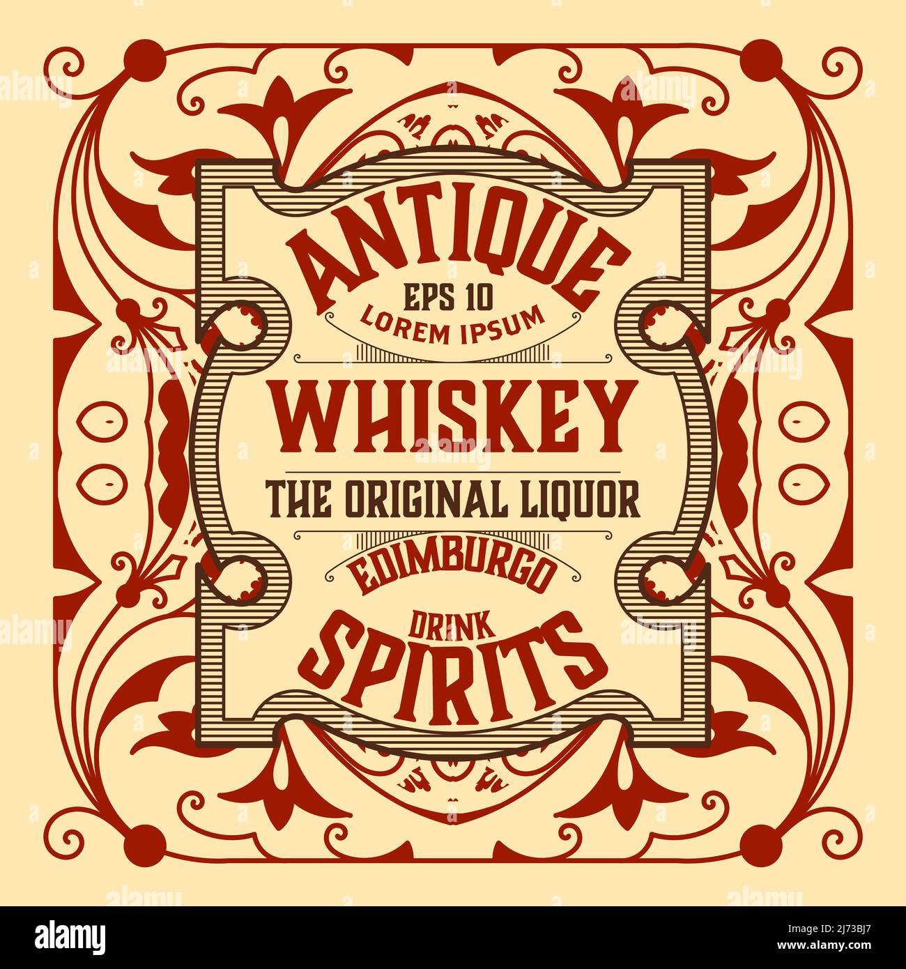 Whiskey label with old frames hi-res stock photography and images - Alamy