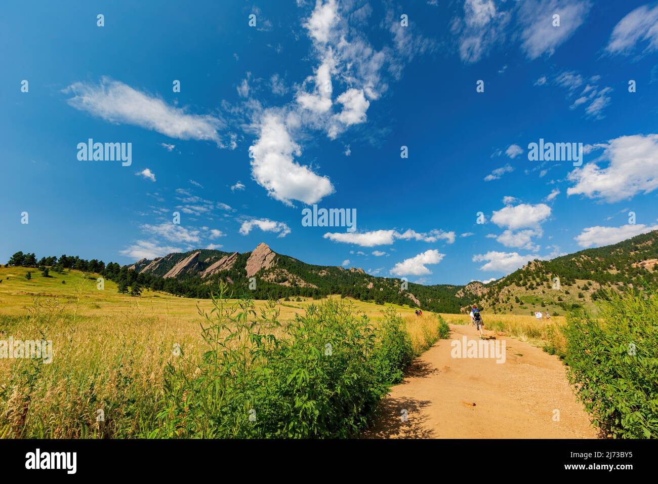 Sunny view of the famous Flatirons at Boulder, Colorado, United States ...
