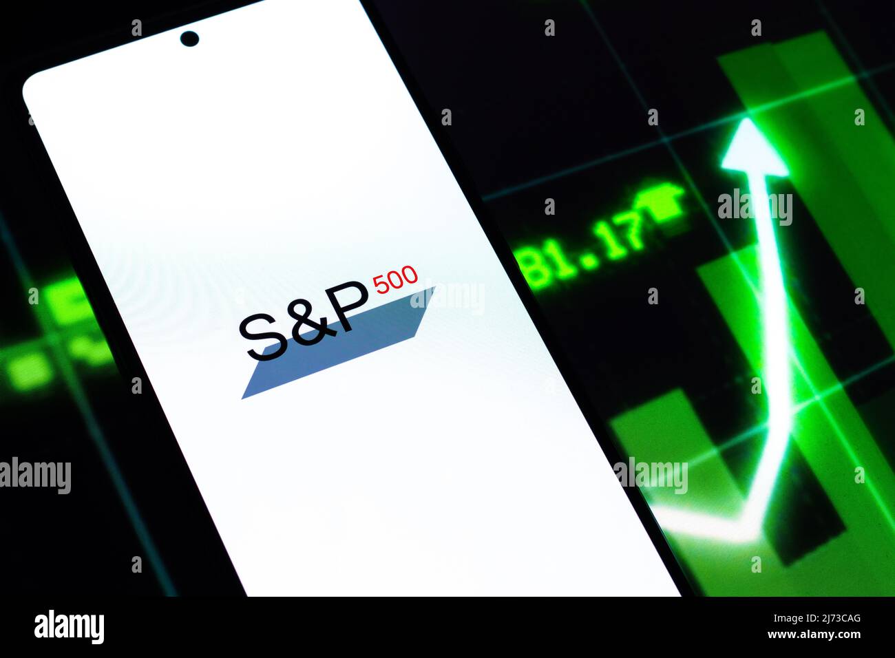 West Bangal, India - April 20, 2022 : S and P 500 logo on phone screen ...