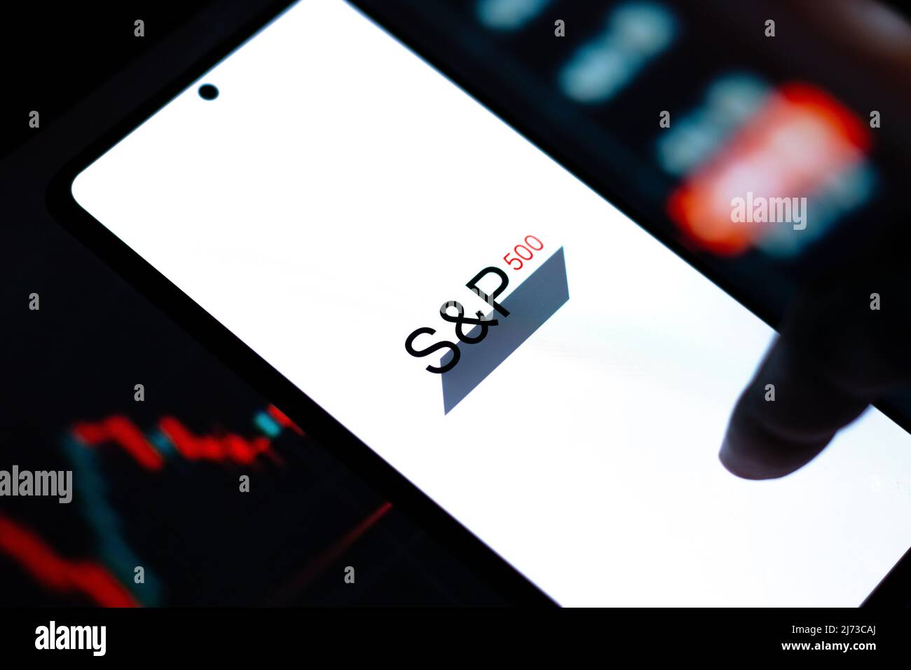 West Bangal, India - April 20, 2022 : S and P 500 logo on phone screen ...