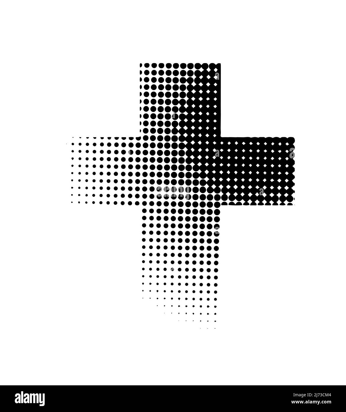 Black halftone cross on the white background. Christian symbol. Vector ...