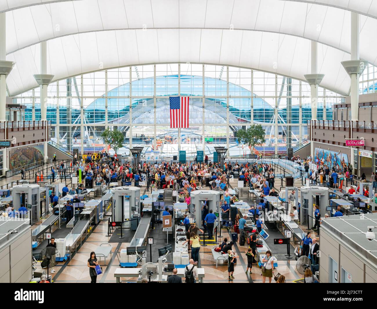 Colorado, AUG 8 2014 - TSA security check in the Denver International ...