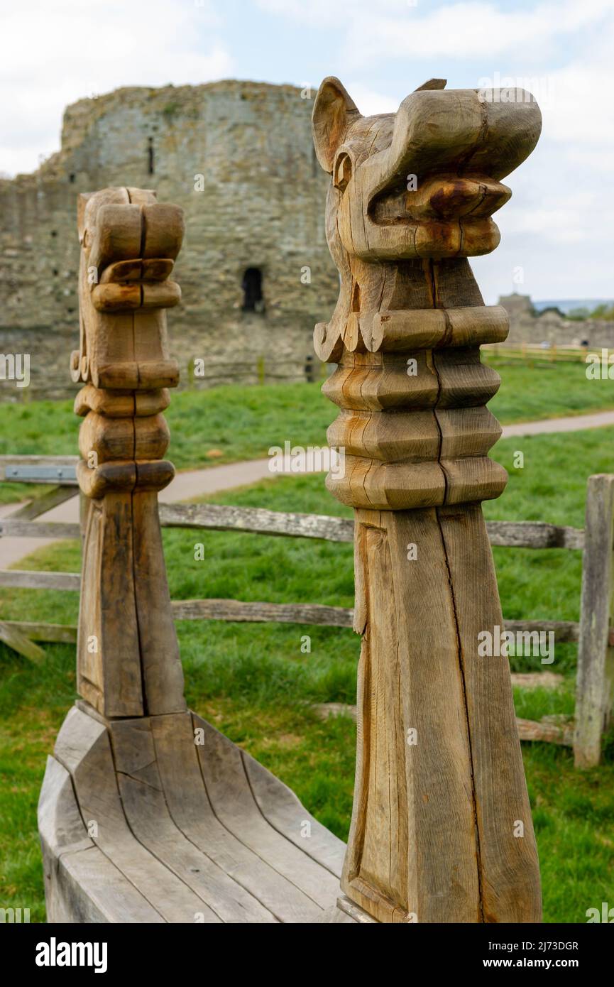 Invading Ship at the entrance of Pevensey Castle, East Sussex, England ...
