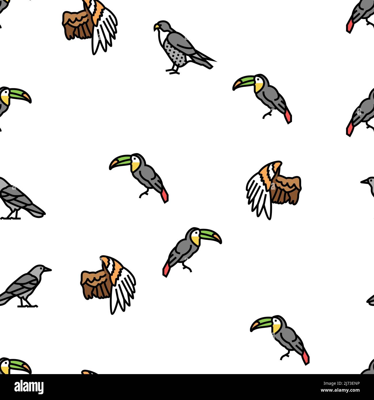 Bird Flying Animal With Feather Vector Seamless Pattern Stock Vector ...