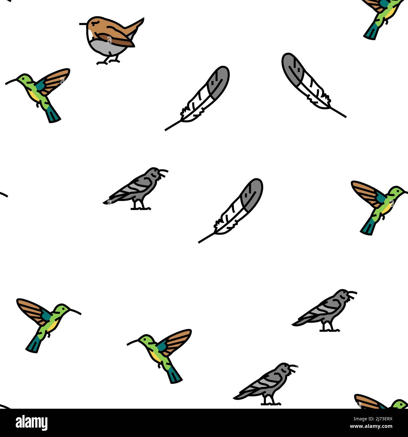 Bird Flying Animal With Feather Vector Seamless Pattern Stock Vector ...