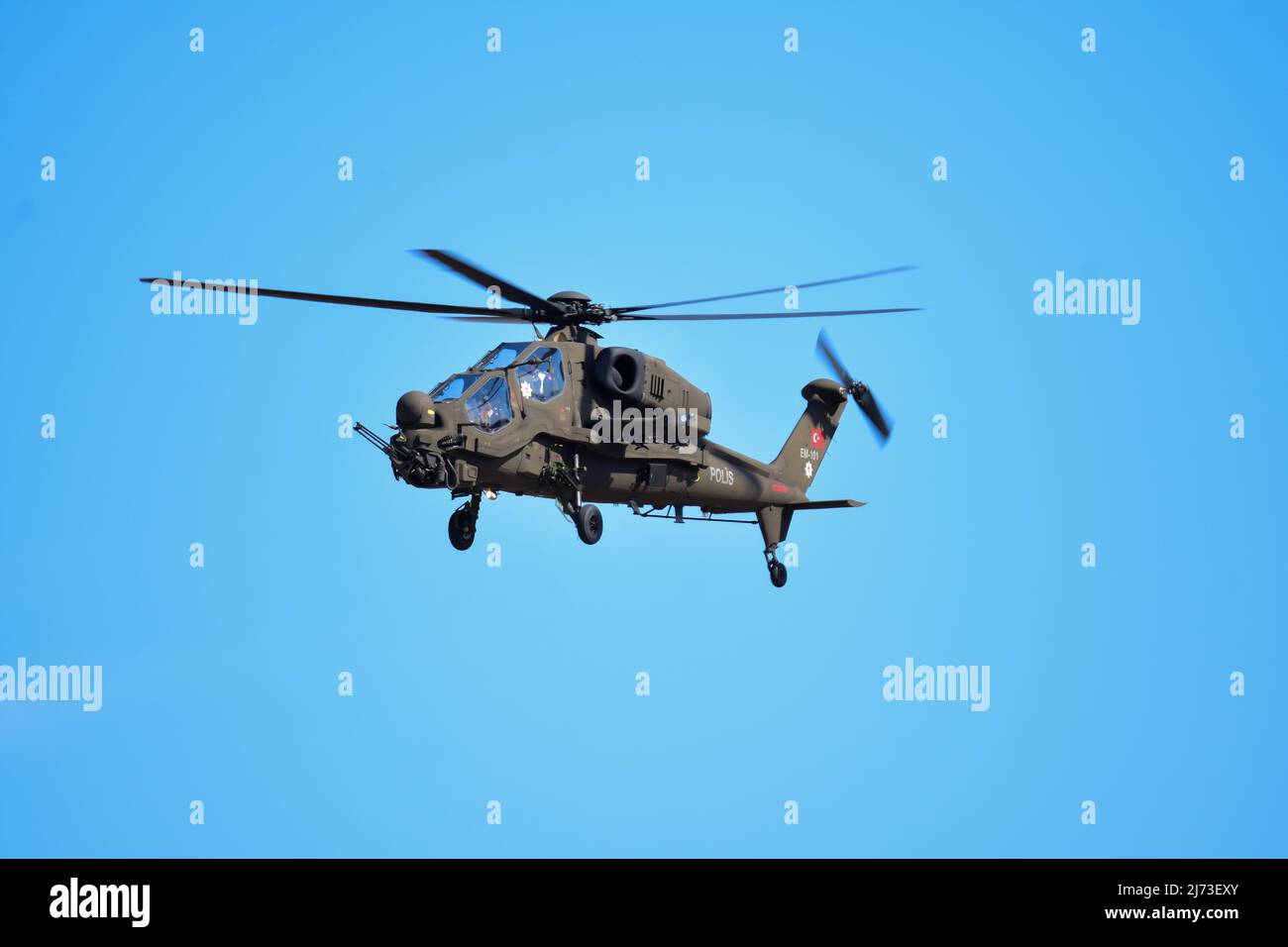 Turkish Police helicopter TAI T129 ATAK is a twin-engine, tandem seat ...