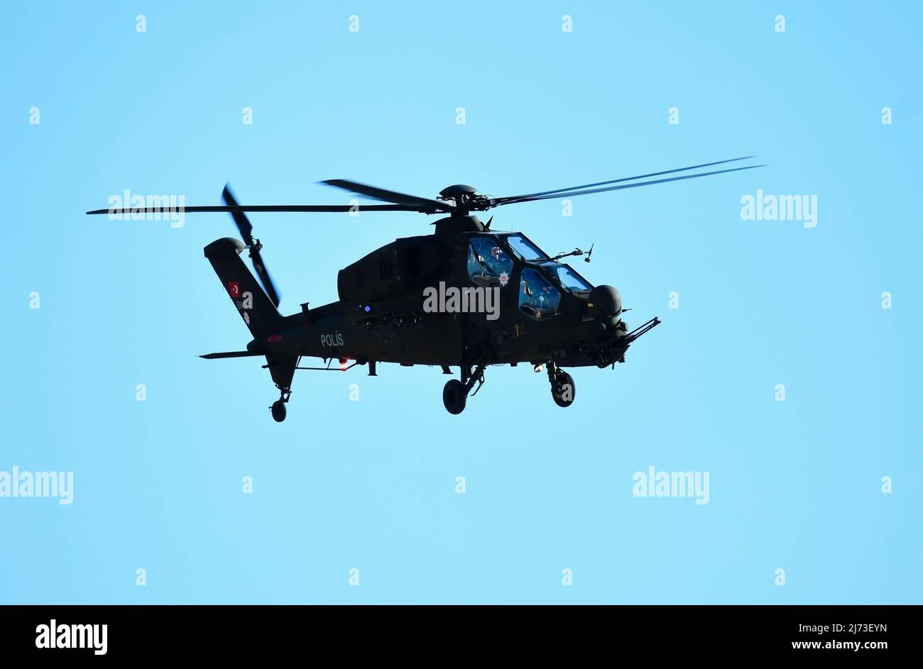 Turkish Police helicopter TAI T129 ATAK is a twin-engine, tandem seat ...