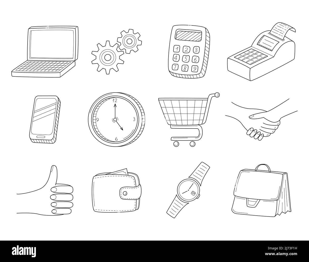 Management linear icons set Black and White Stock Photos & Images - Alamy