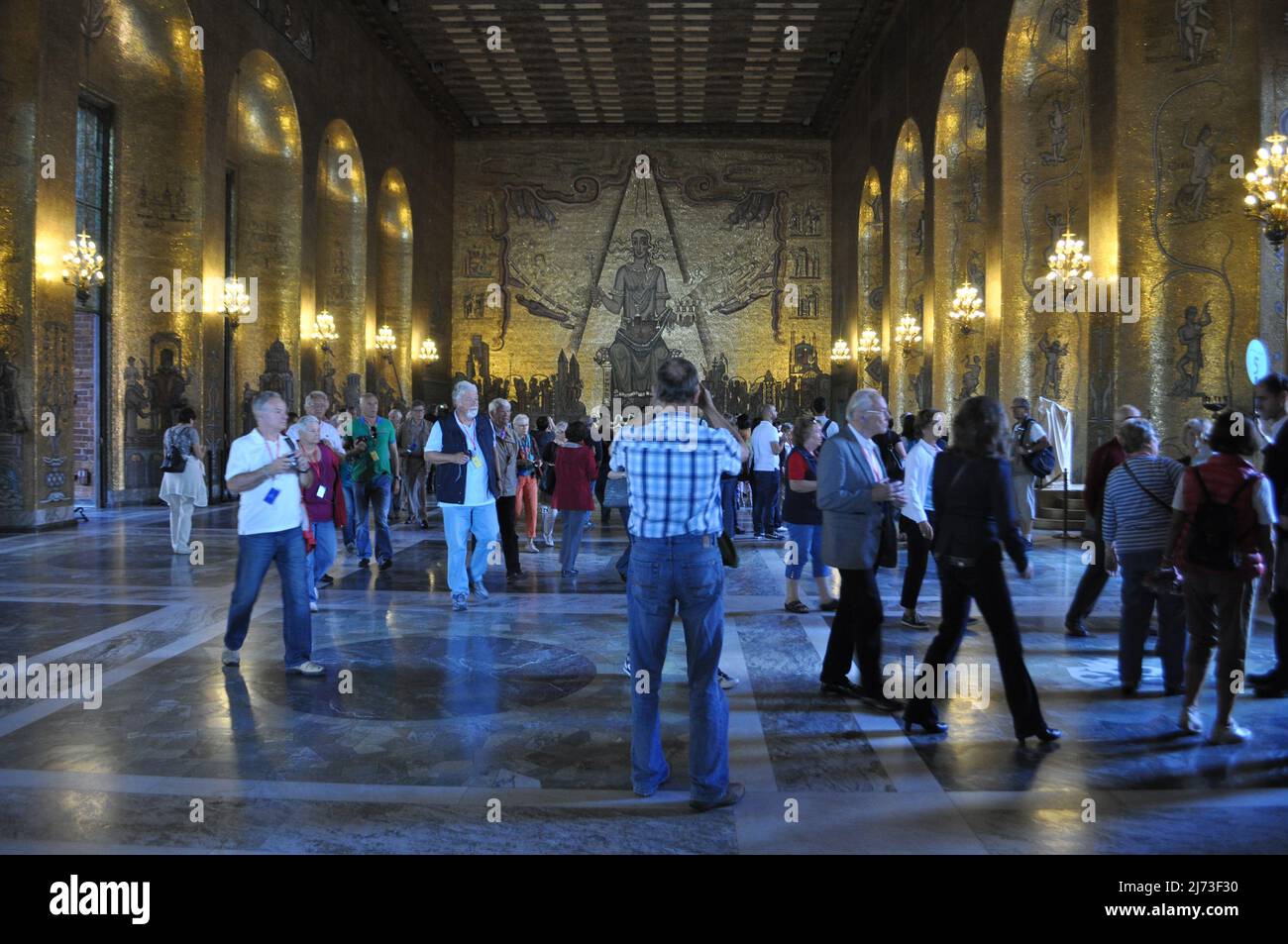 Golden Hall mosaics in the Art Nouveau Stockholm City Hall on ...