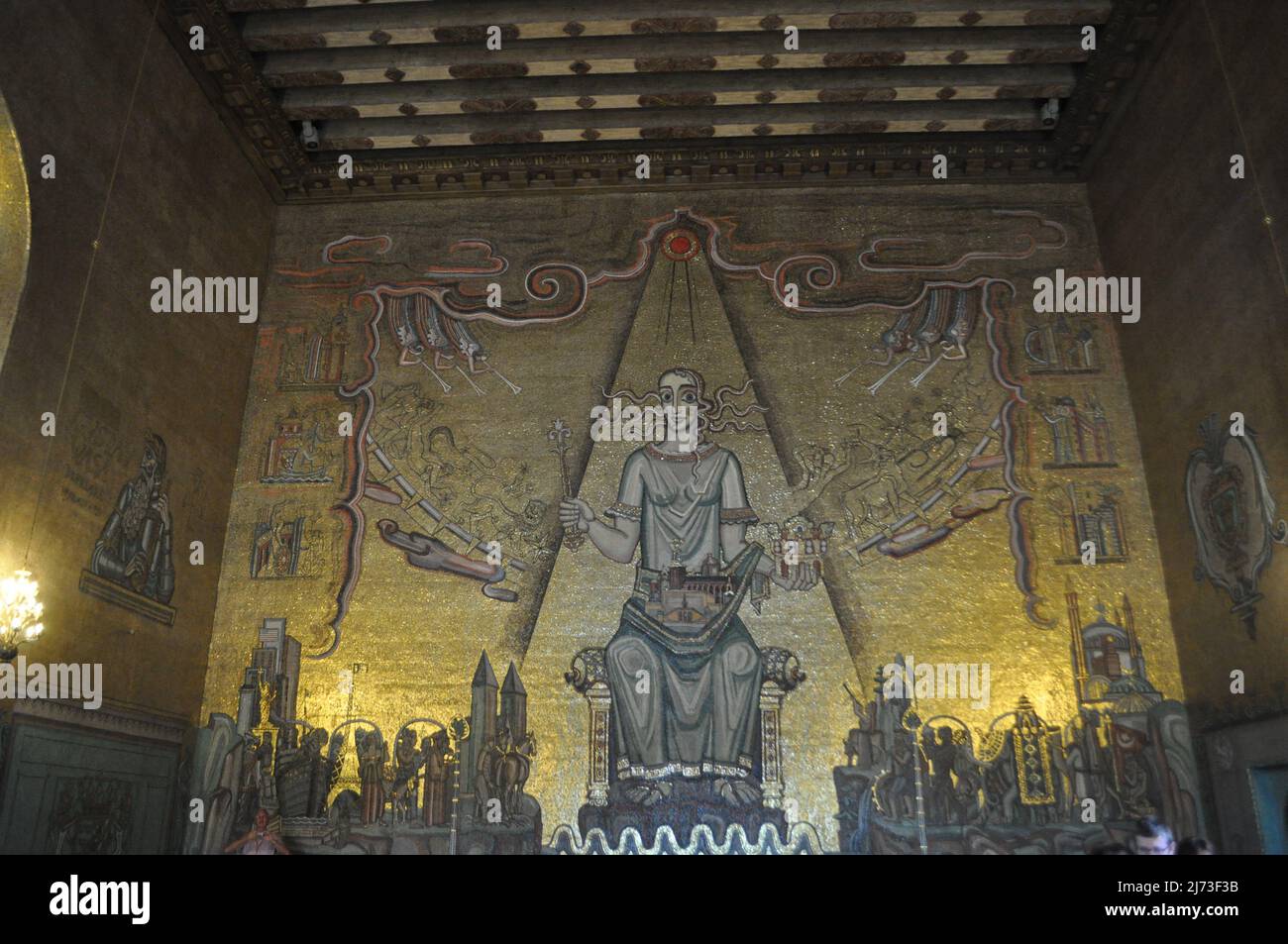 Golden Hall mosaics in the Art Nouveau Stockholm City Hall on ...