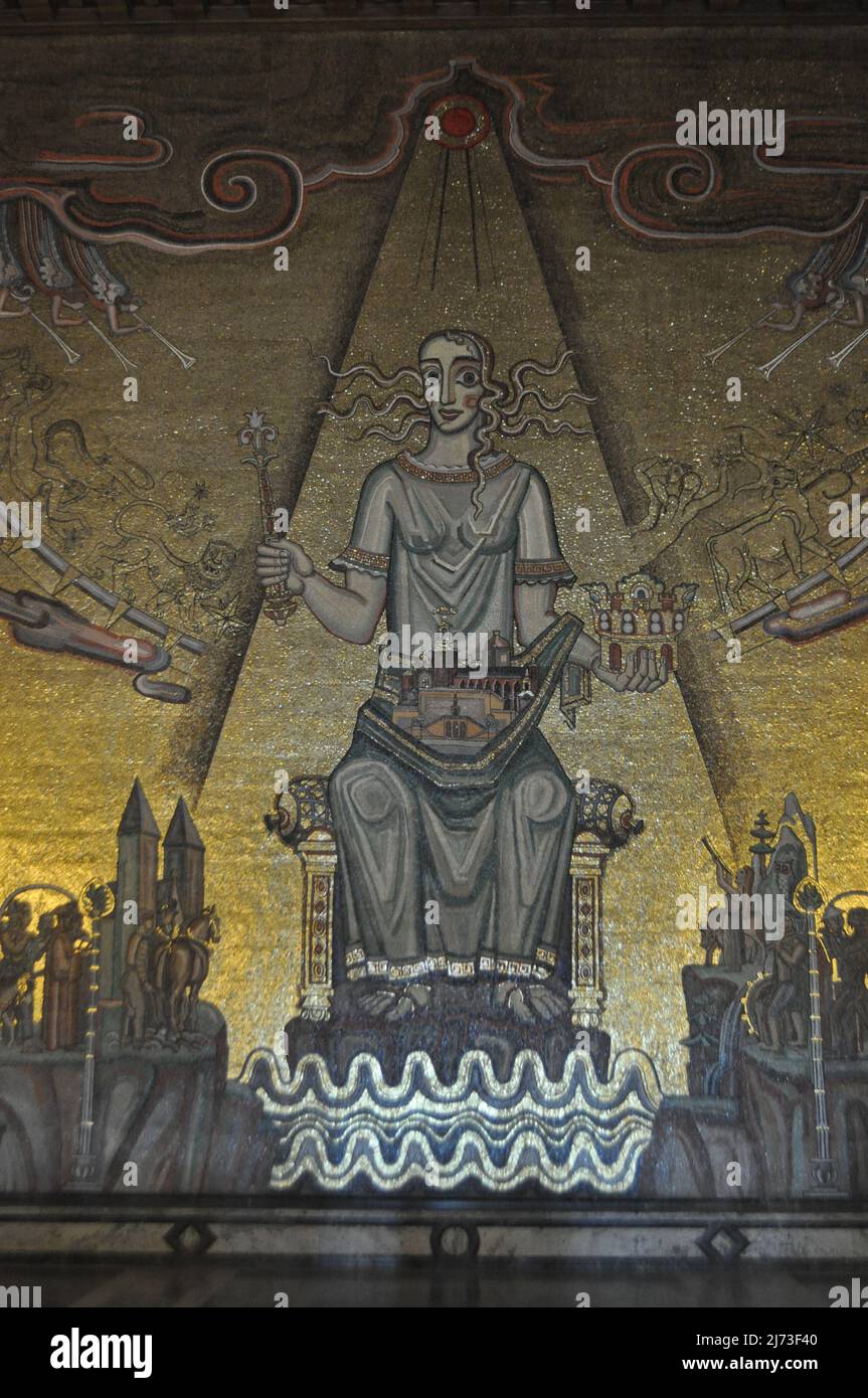 Golden Hall mosaics in the Art Nouveau Stockholm City Hall on ...