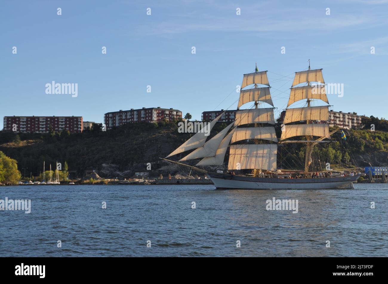 A large traditional Swedish 19th century sailing sailing ship on the ...