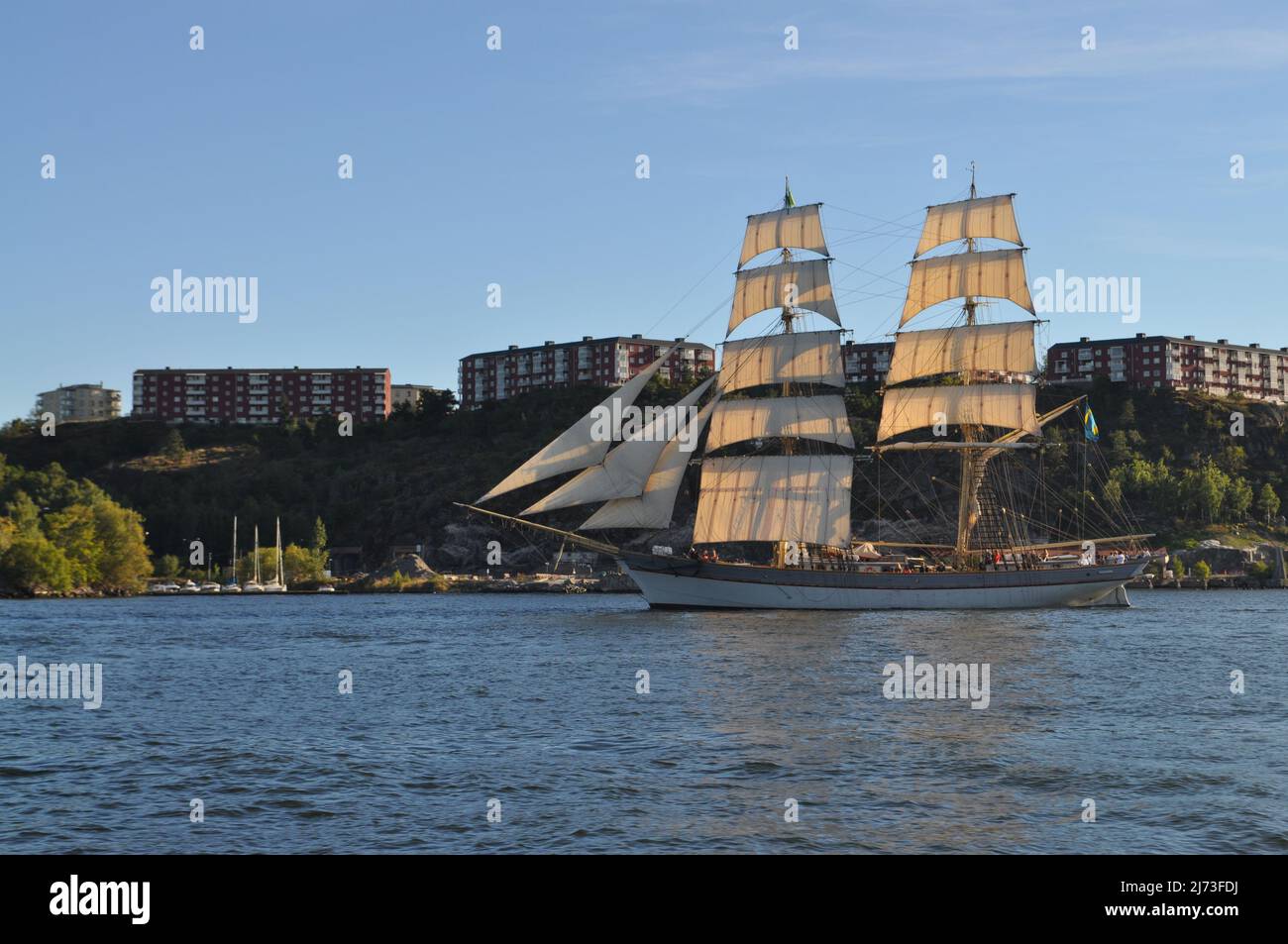 A large traditional Swedish 19th century sailing sailing ship on the ...