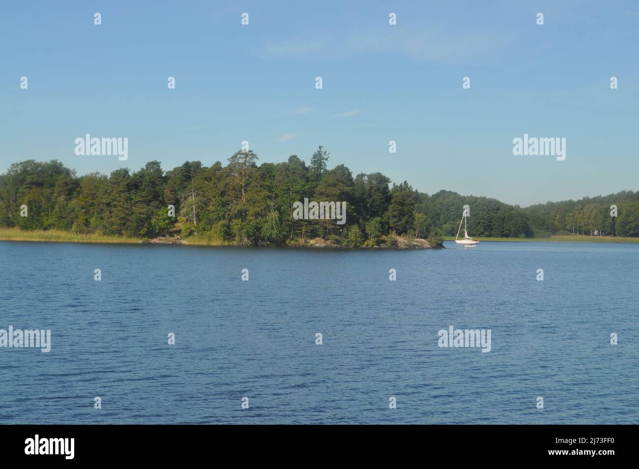 Summer island scenery seen from a boat tour around the waterways of ...