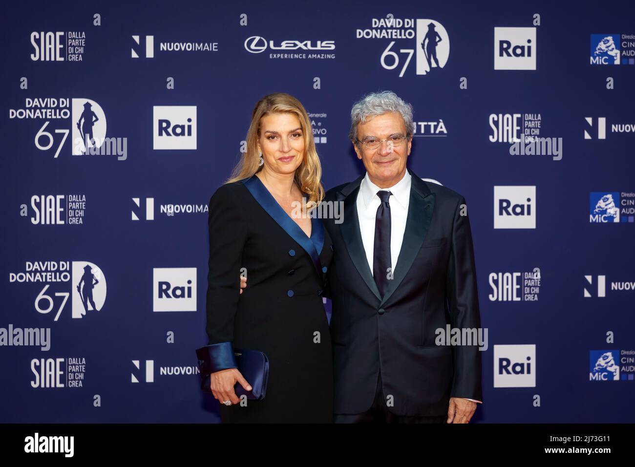 Rome, Italy - May 3, 2022: Mario Martone and his wife attends the red ...