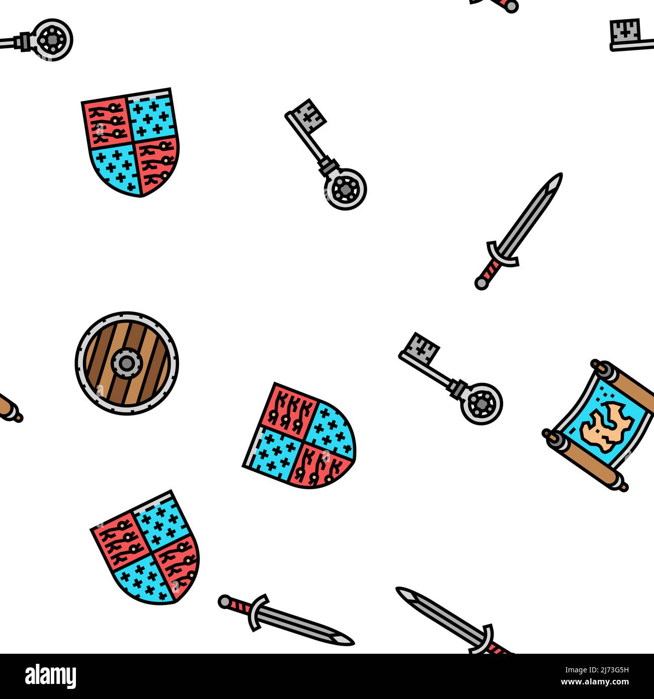 Medieval Warrior Weapon And Armor Vector Seamless Pattern Stock Vector ...