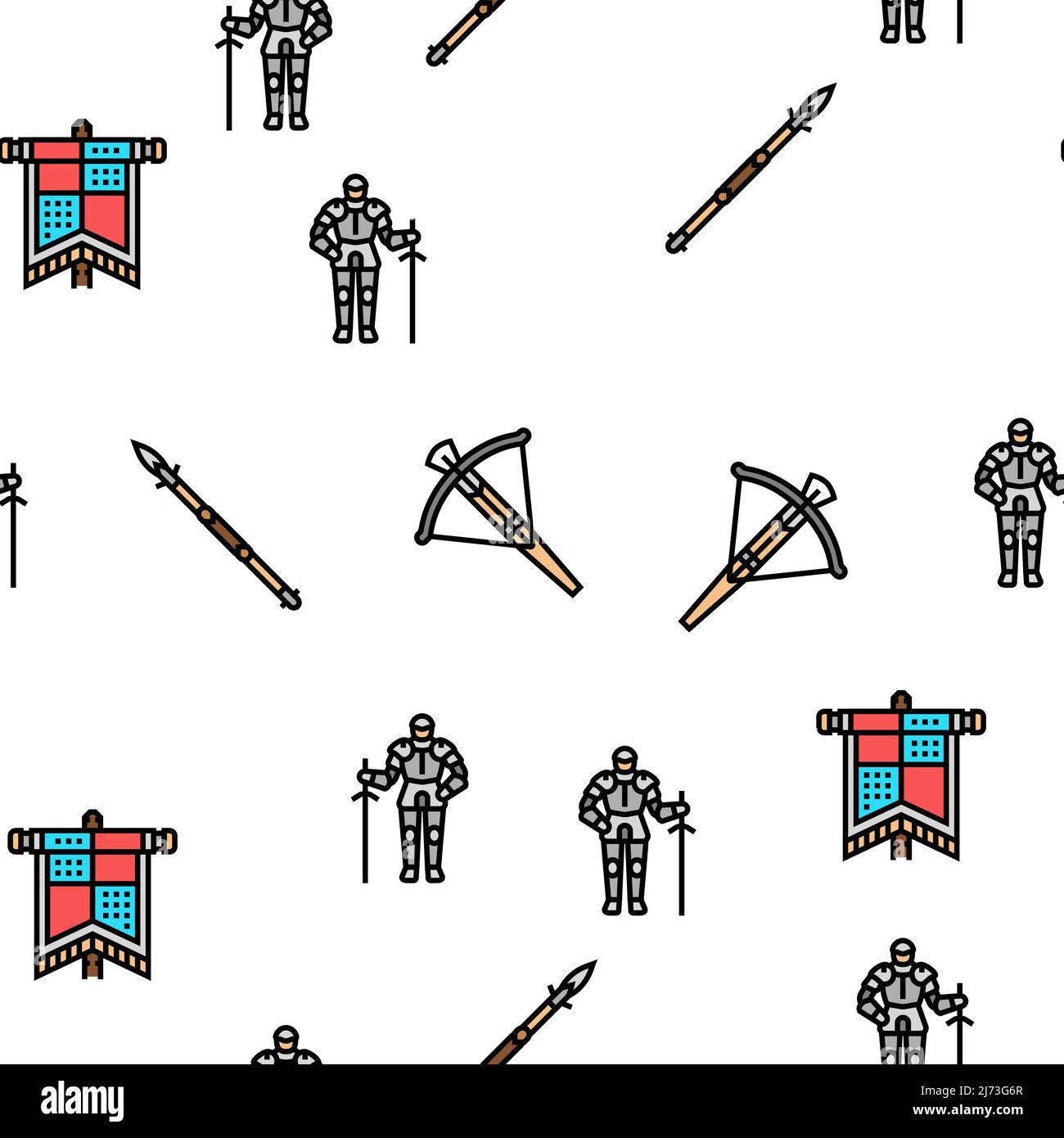 Medieval Warrior Weapon And Armor Vector Seamless Pattern Stock Vector ...