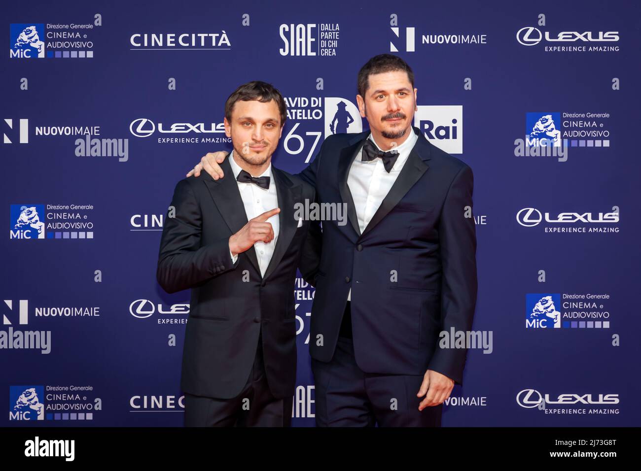 Rome, Italy - May 3, 2022: Gabriele Mainetti and Franz Rogowski attends ...