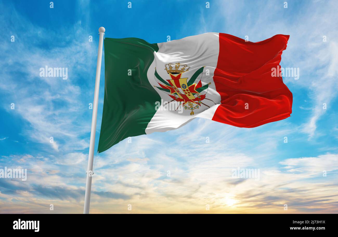 flag of State the Grand Duchy of Tuscany 1848 1849, Italy at cloudy sky ...