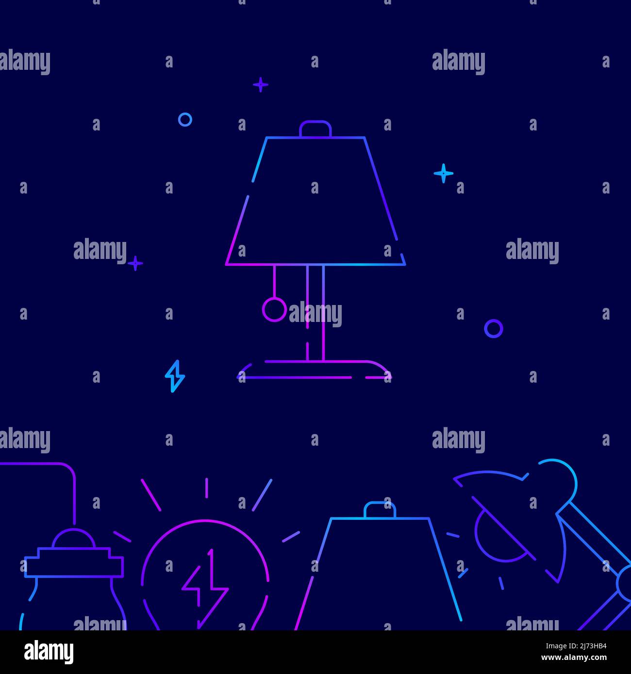 Table lamp on leg gradient line vector icon, simple illustration on a ...