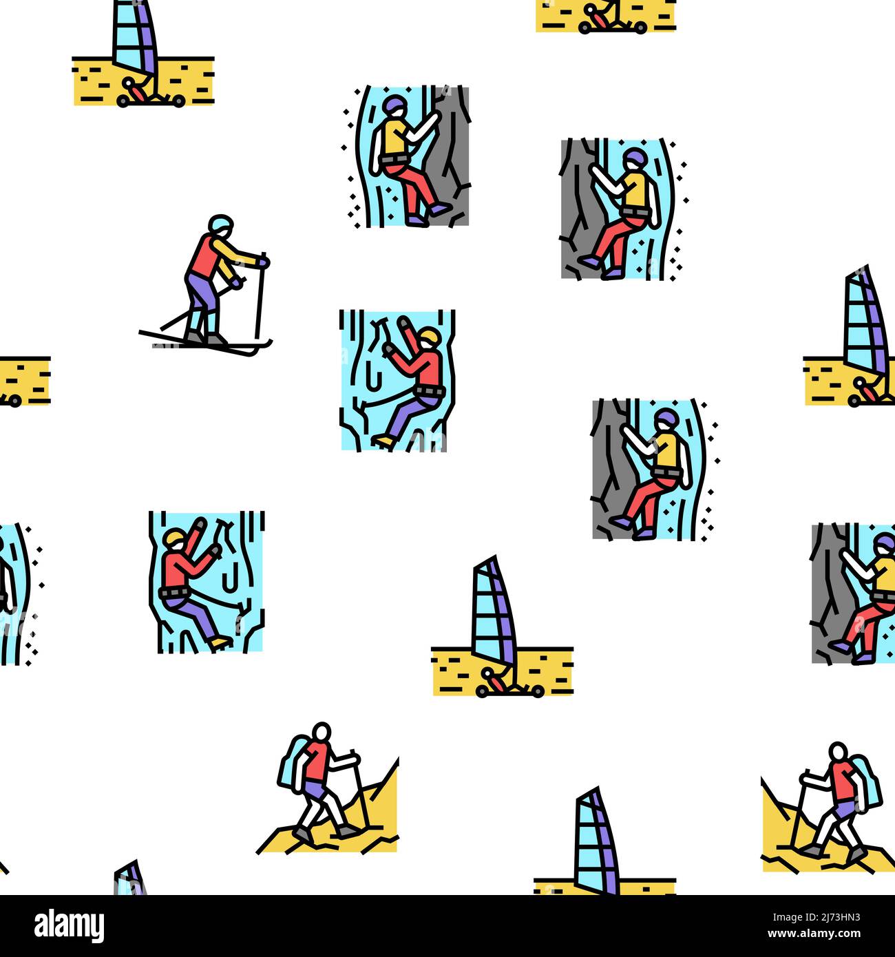 Extreme Sport Sportsman Activity Vector Seamless Pattern Stock Vector ...