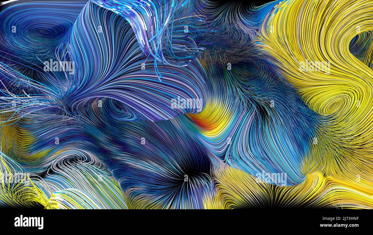 Beautiful abstract wires on a black background. Modern technological background. An element of ...