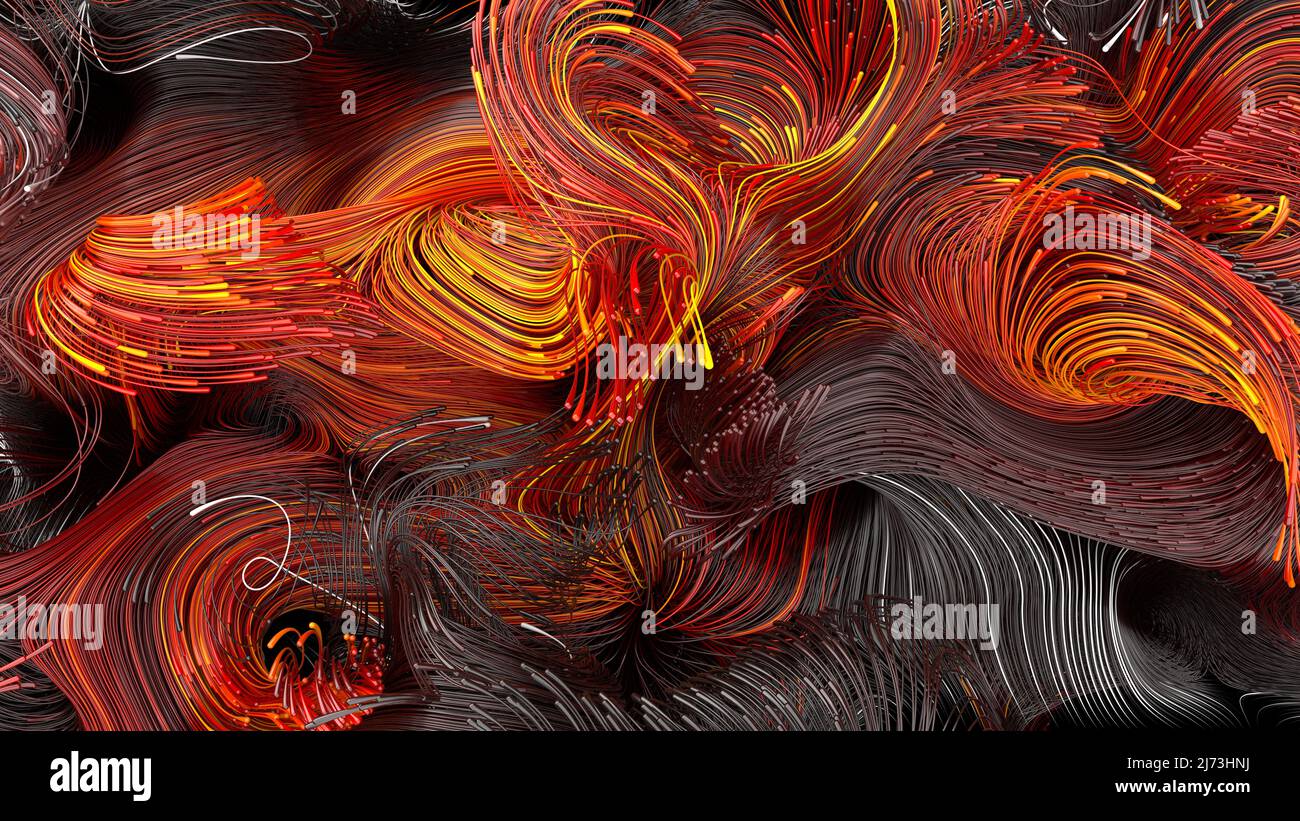 Beautiful abstract wires on a black background. Modern technological background. An element of ...