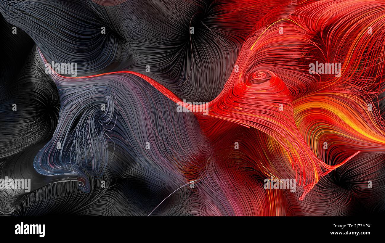 Beautiful abstract wires on a black background. Modern technological background. An element of ...