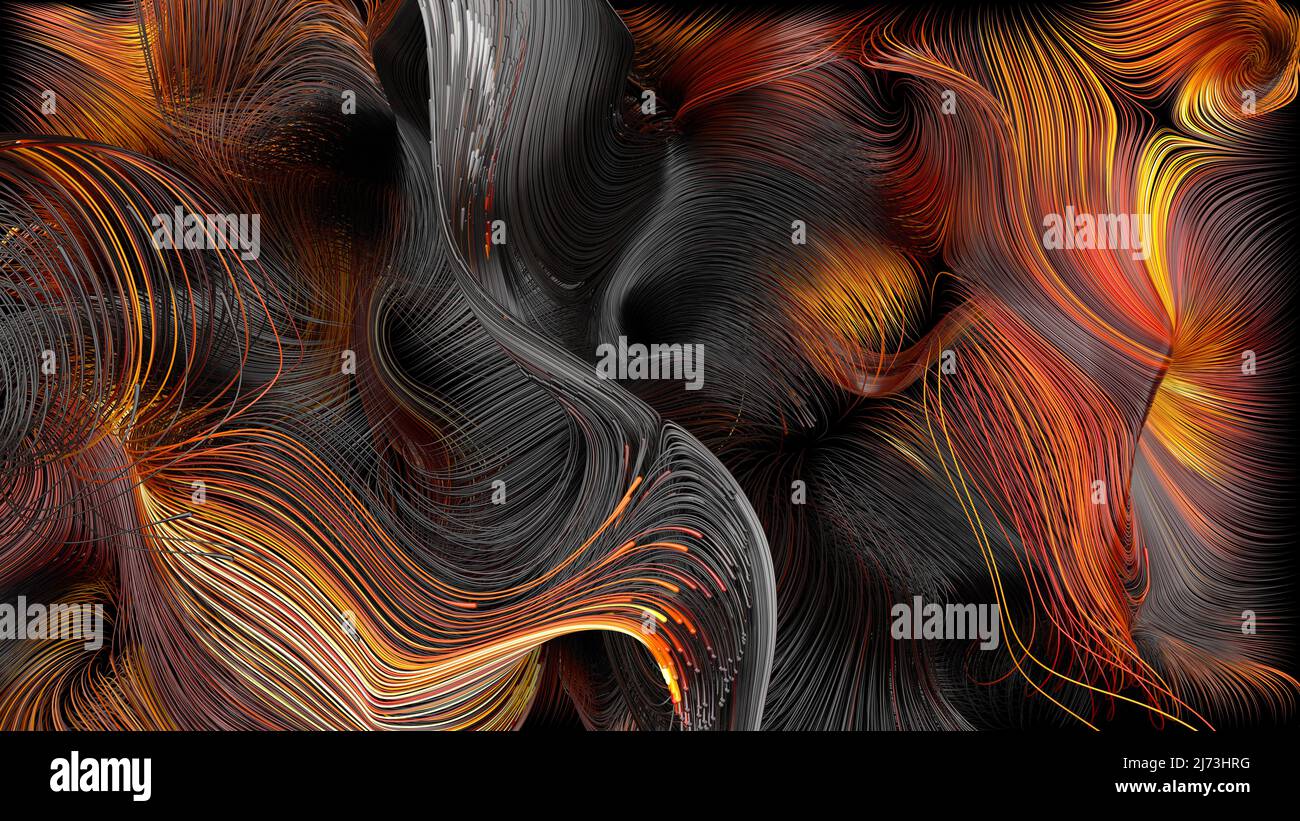 Beautiful abstract wires on a black background. Modern technological background. An element of ...