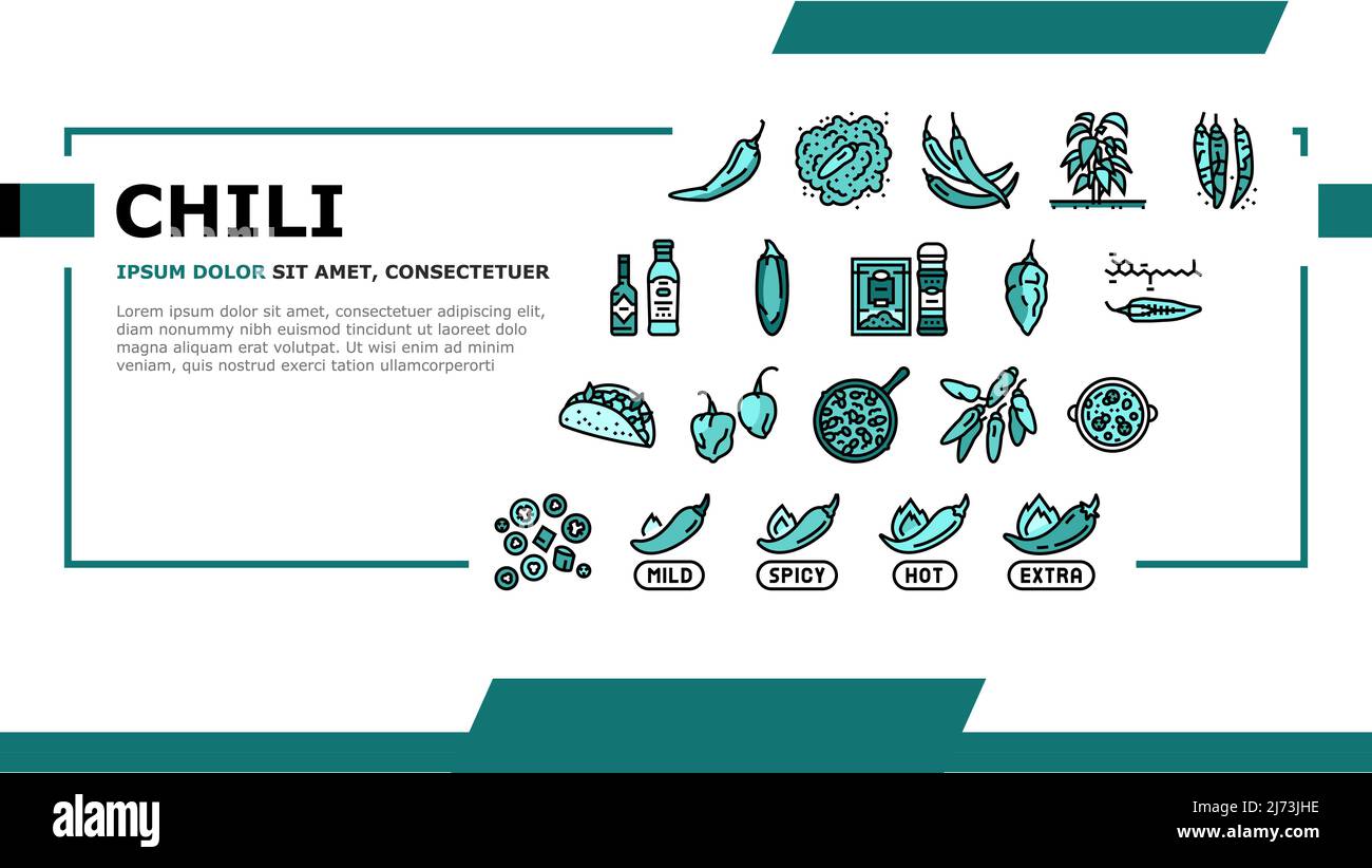 Chili Spicy Natural Vegetable Landing Header Vector Stock Vector Image ...
