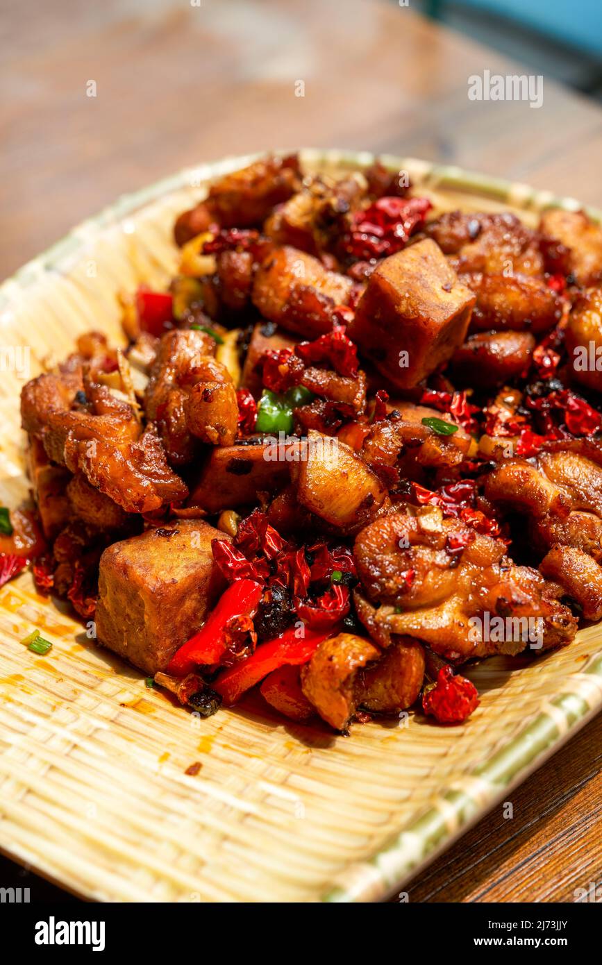 A classic dry fragrant and delicious Sichuan dish, spicy chicken Stock ...
