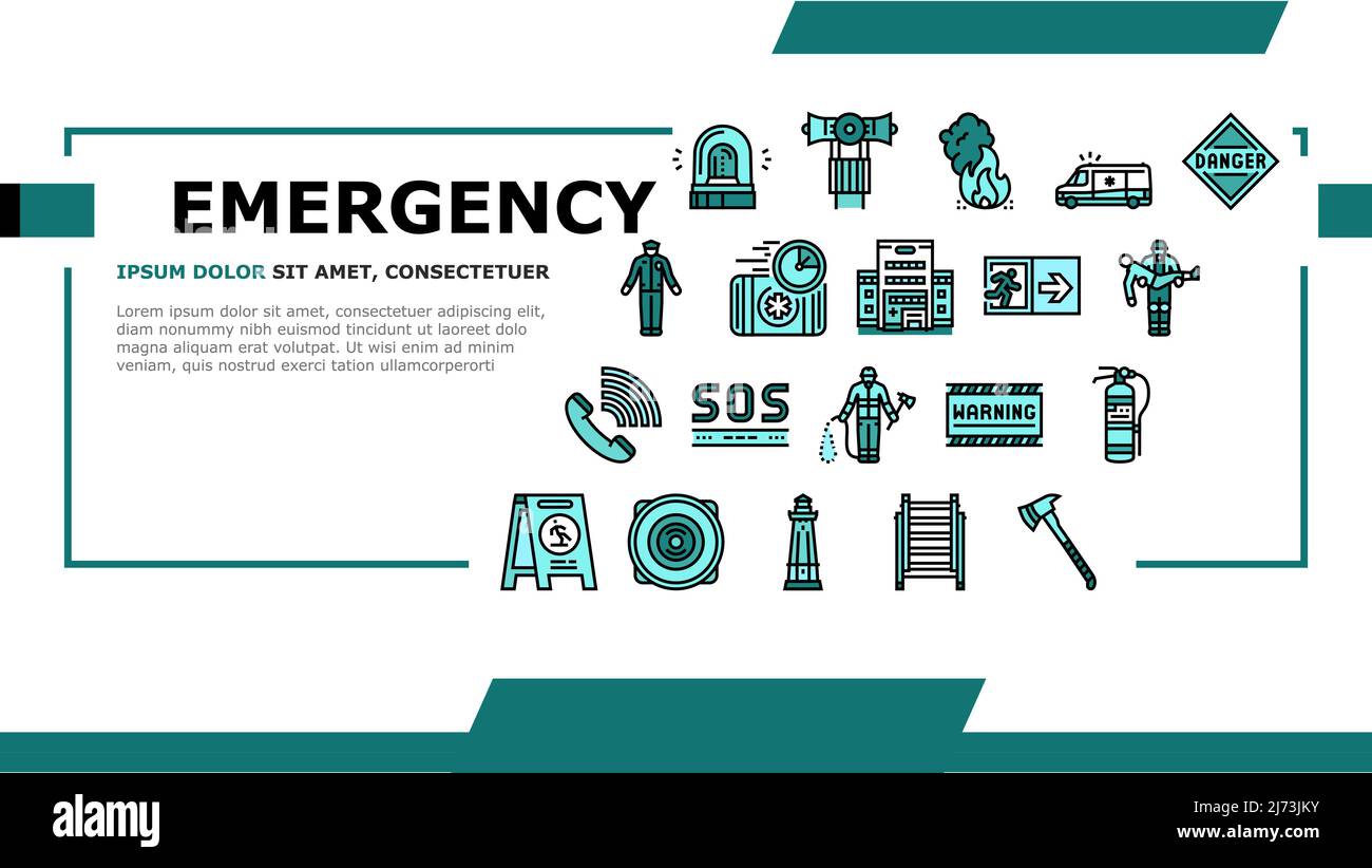 Emergency Helping In Accident Landing Header Vector Stock Vector Image ...