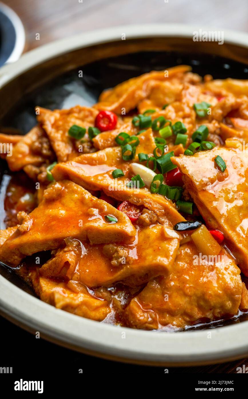 A classic and delicious Chinese dish, braised farm tofu in sauce Stock ...