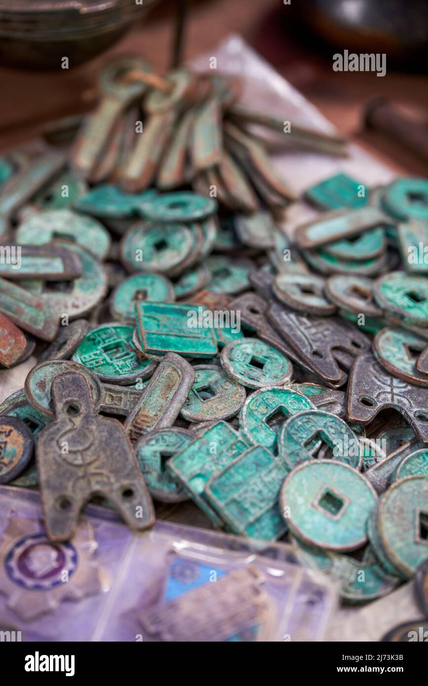 A closeup of a pile of rusty ancient Chinese coins Stock Photo - Alamy