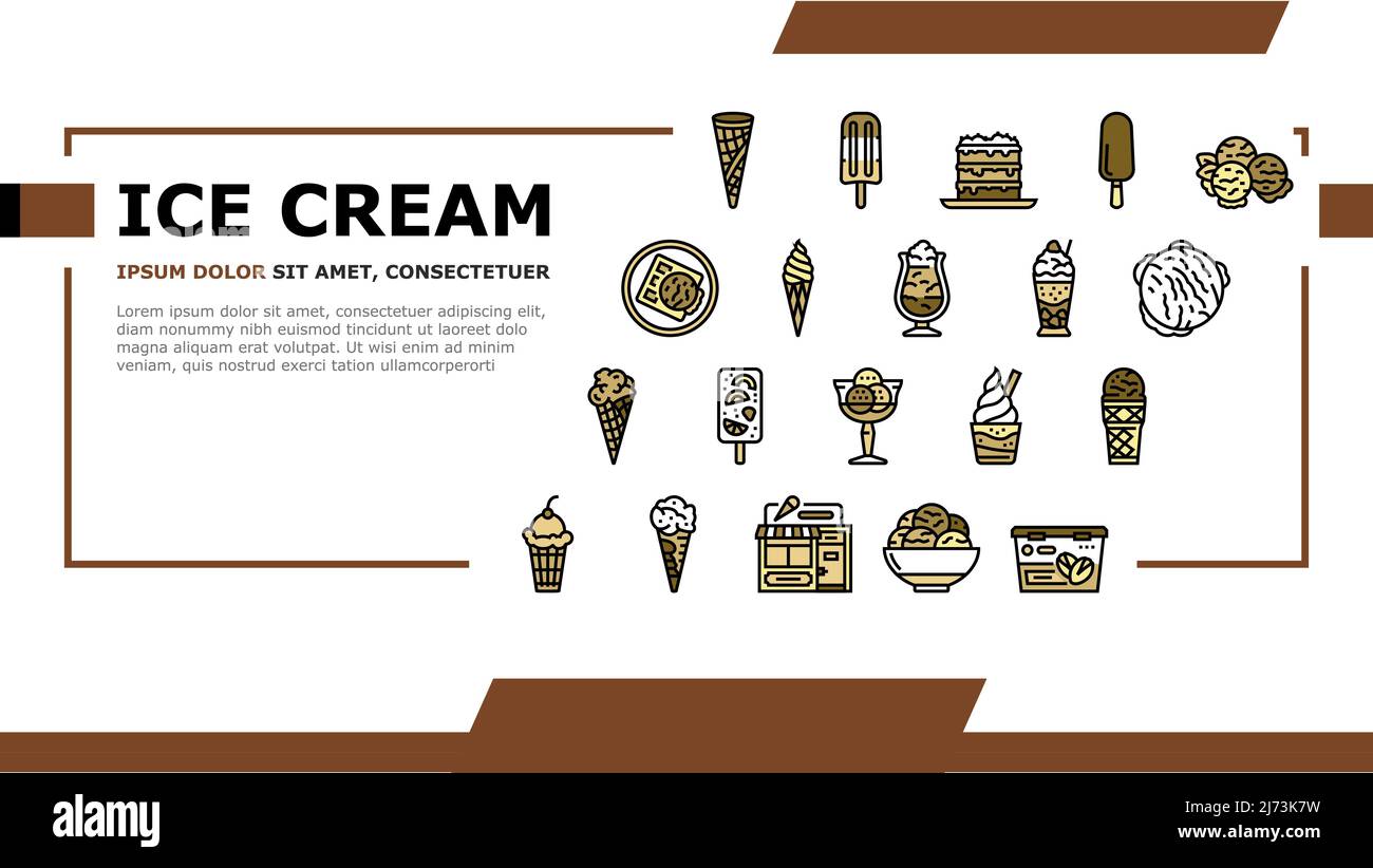Ice Cream Delicious Dessert Food Landing Header Vector Stock Vector ...