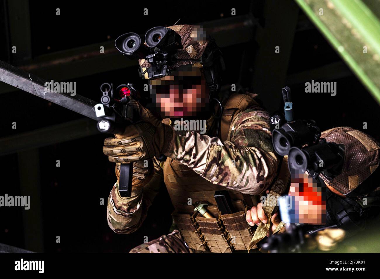 Croatian Army Special Forces clear a stairwell during tower assult ...