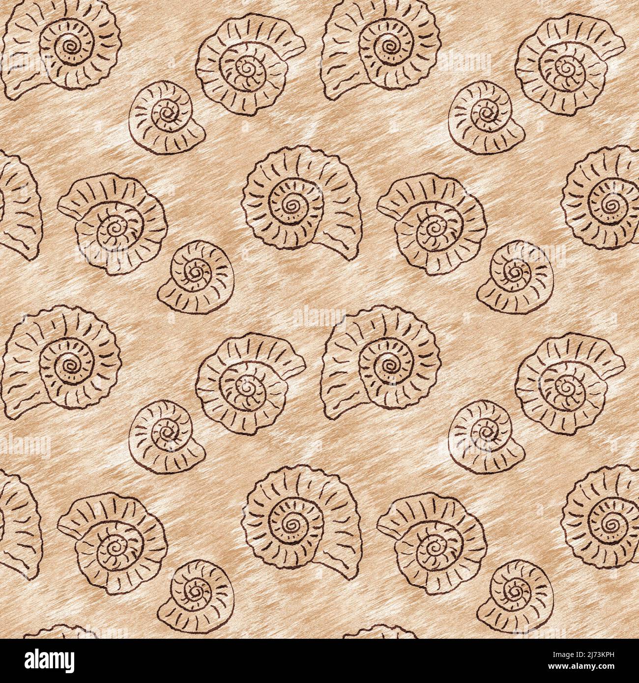 Green hand drawn ammonite fossil seamless pattern. Gender Neutral ...