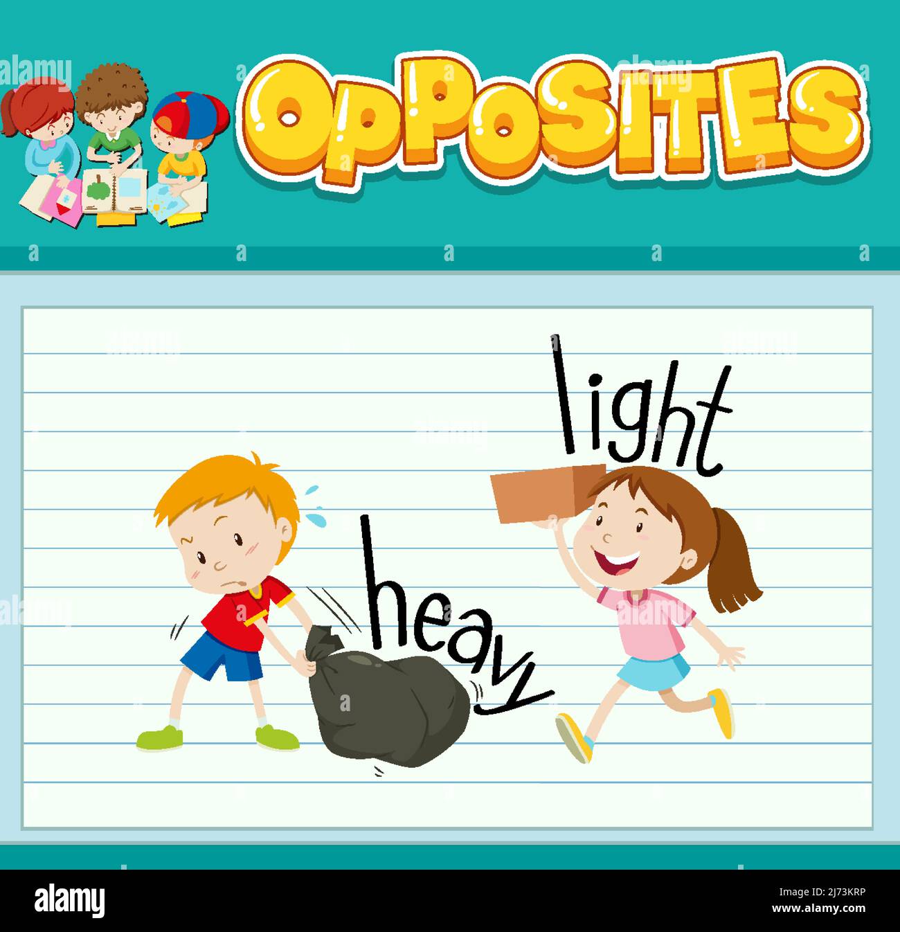 Education word card of English opposites word illustration Stock Vector ...