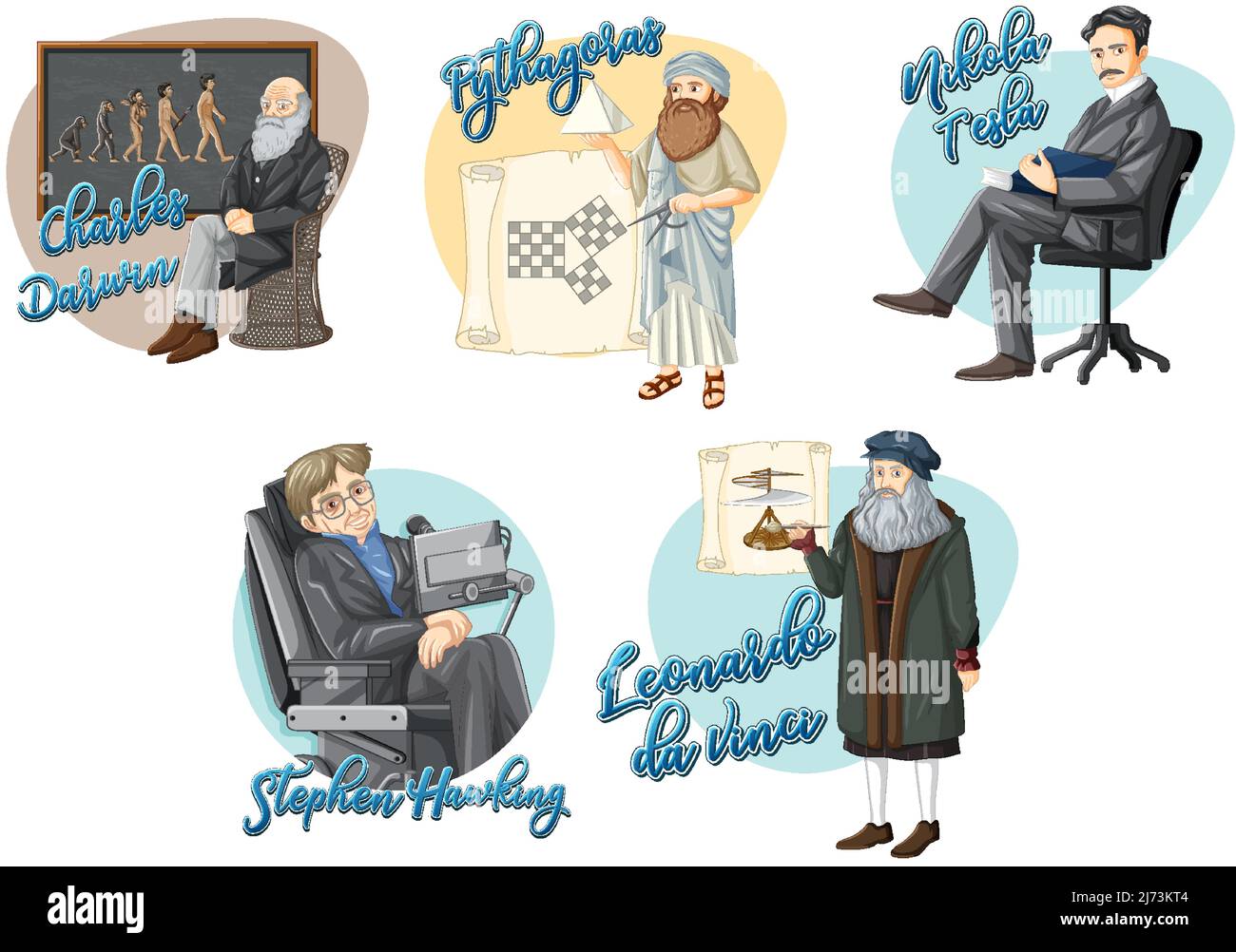 Set of different famous scientists illustration Stock Vector Image ...