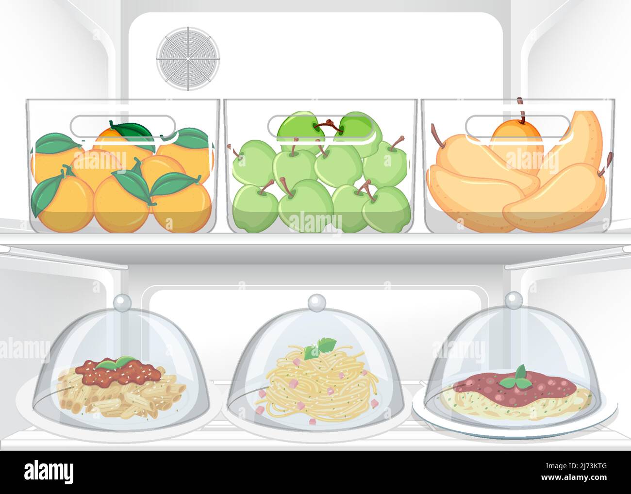 Inside of refrigerator with foods illustration Stock Vector Image & Art ...