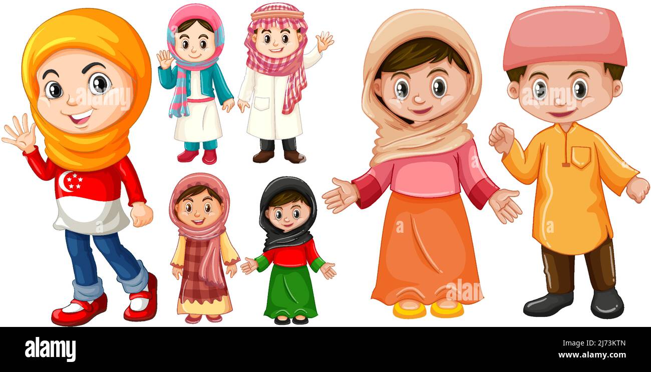 Arabic people in traditional costume illustration Stock Vector Image ...