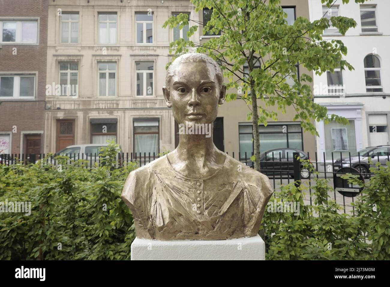 This photo taken on May 5, 2022, shows a statue of Brussels-born ...