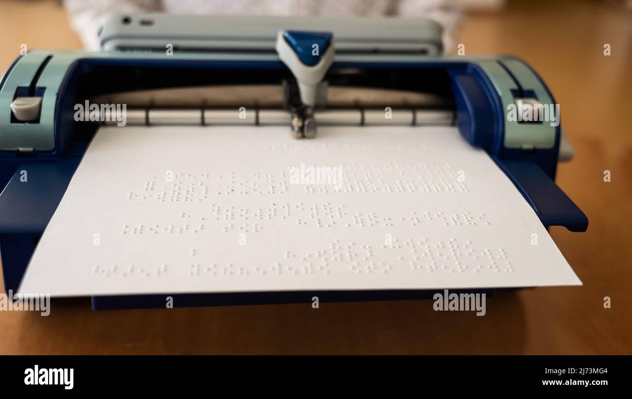 Close-up of a braille typewriter on a desktop Stock Photo - Alamy