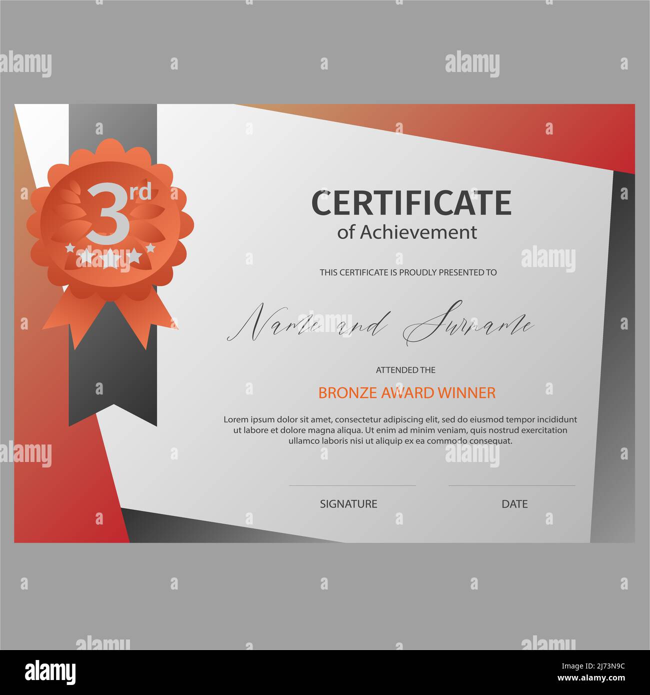 Certificate of Achievement 3rd winner award template vector ...