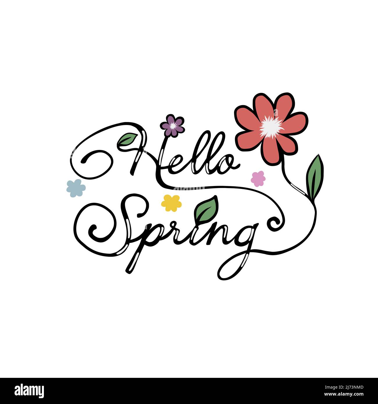 hello spring lettering vector illustration Stock Vector Image & Art - Alamy