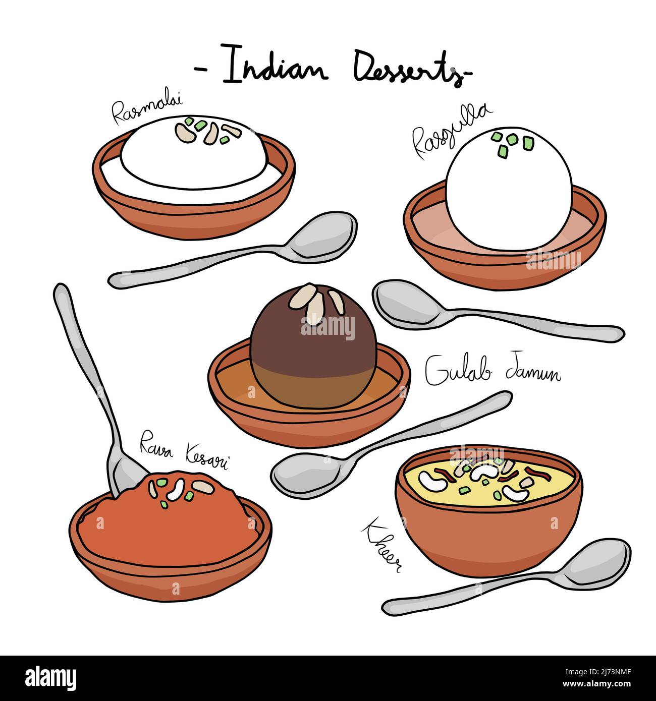 Indian desserts drawing set vector illustration Stock Vector Image ...