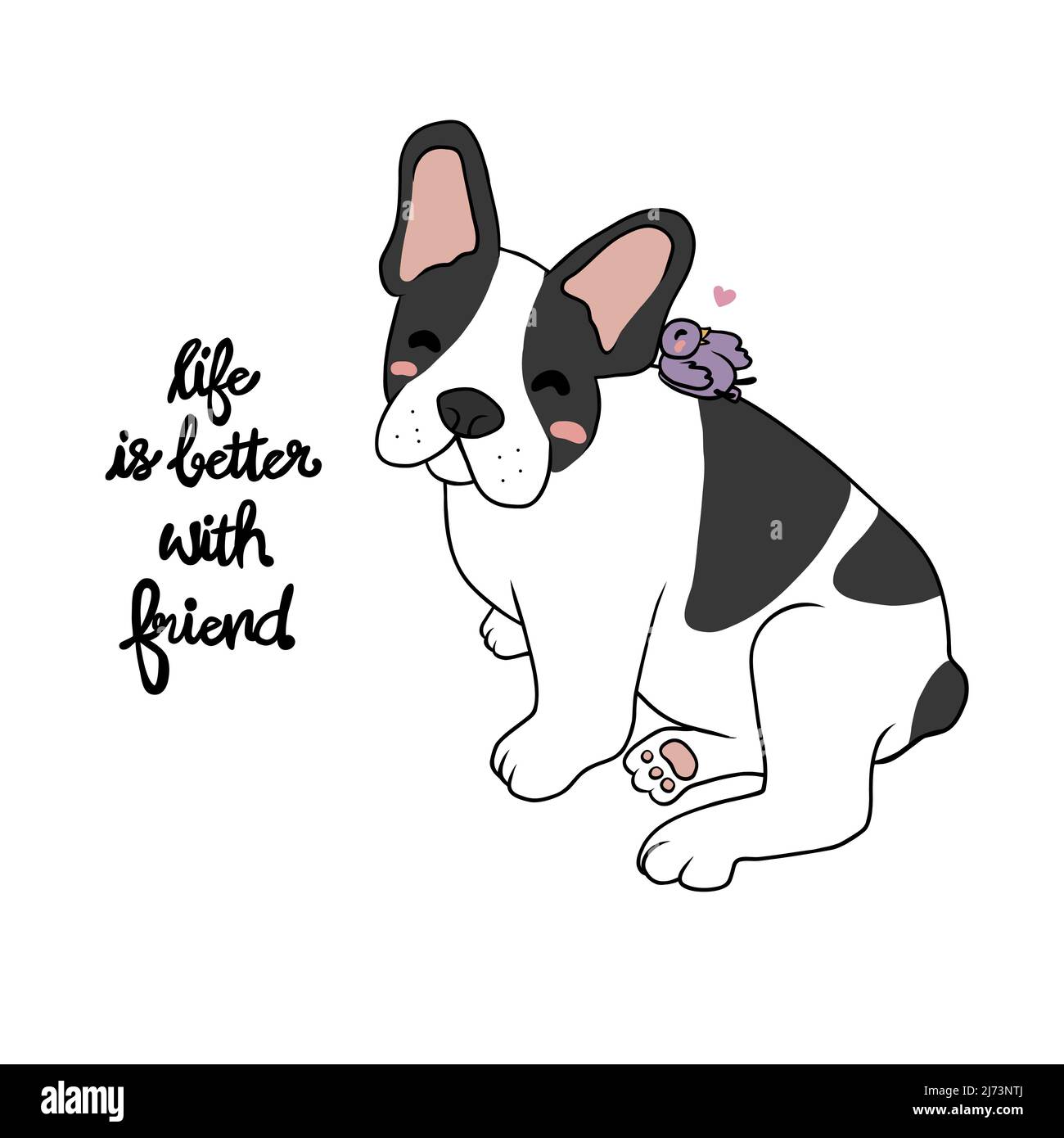 Boston terrier dog with little bird friend, Life is better with friend ...