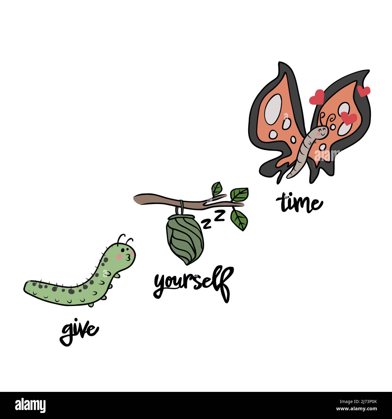Give yourself time, worm growth up to beautiful butterfly cartoon ... Give yourself time, worm growth up to beautiful butterfly cartoon ...