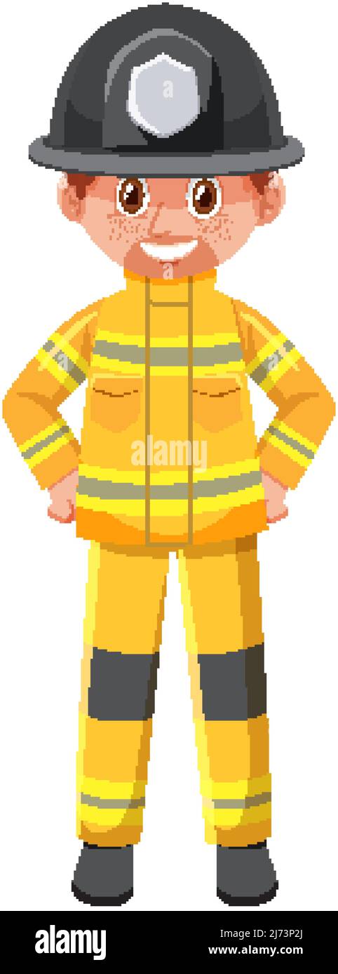Firefighter in yellow costume illustration Stock Vector Image & Art - Alamy