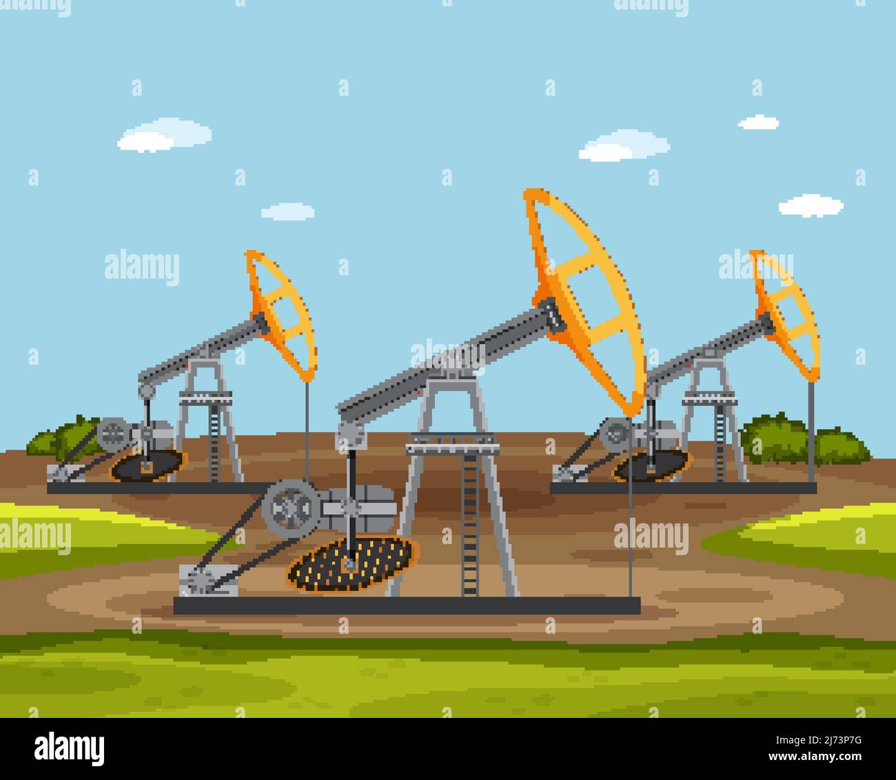 Scene of oil drilling rig illustration Stock Vector Image & Art - Alamy